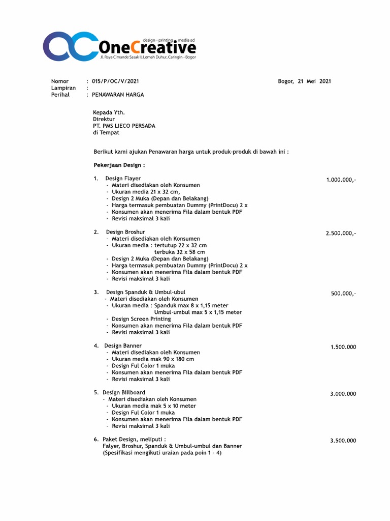 Penawaran Harga Design | PDF