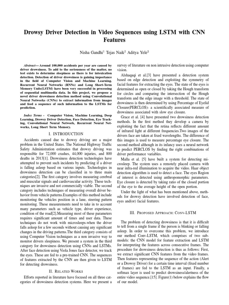 Drowsy Driver Detection | PDF | Artificial Neural Network | Computer Vision Drowsy Driver Detection | PDF | Artificial Neural Network | Computer Vision