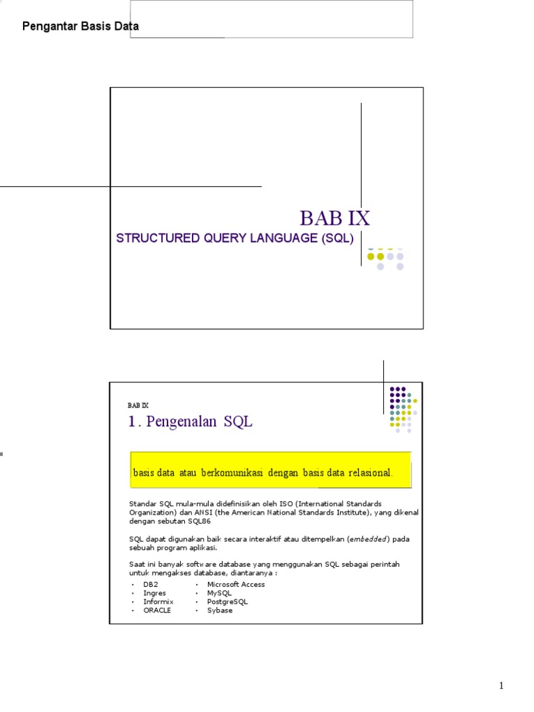 Bab 9 Session 1 - Structured Query Language (SQL) | PDF