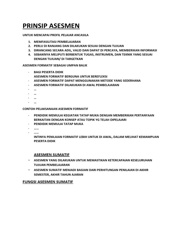 Prinsip Asesmen Formatif Dan Sumatif | PDF