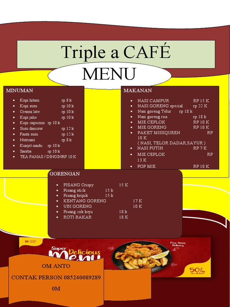 Daftar Menu Taurus Cafe | PDF