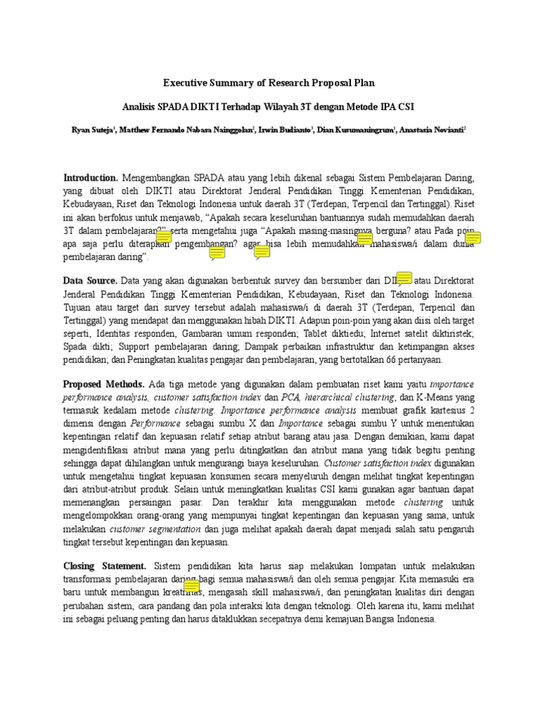 Ringkasan Eksekutif Proposal Riset 3T | PDF