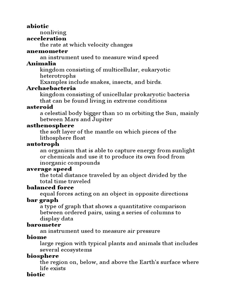 Science Vocabulary | PDF | Plate Tectonics | Earth