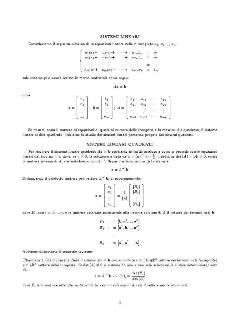 Sistemi Lineari | PDF