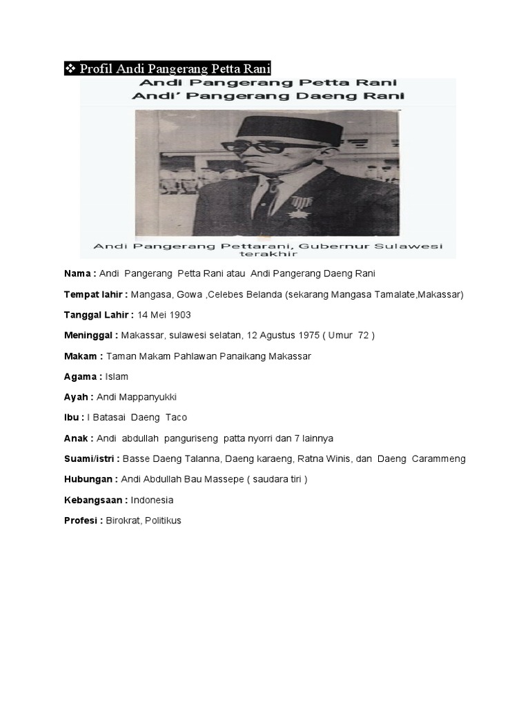Profil Andi Pangerang Petta Rani | PDF