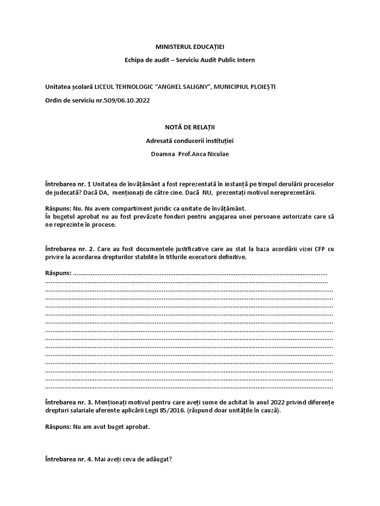 Nota - Relatii Director ISG | PDF Nota - Relatii Director ISG | PDF
