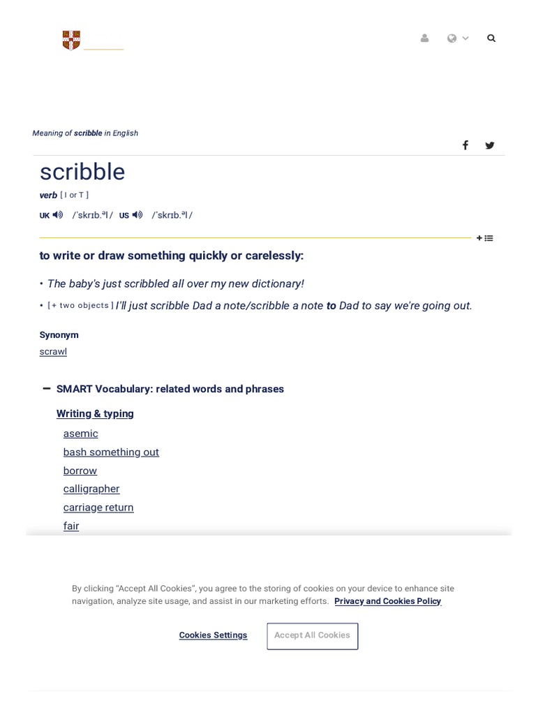 SCRIBBLE - English Meaning - Cambridge Dictionary | PDF | Http Cookie ...