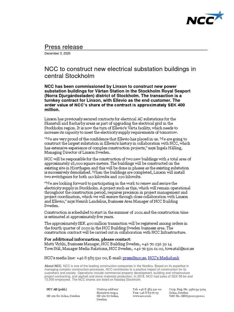 NCC To Construct New Electrical Substation Buildings in Central ...