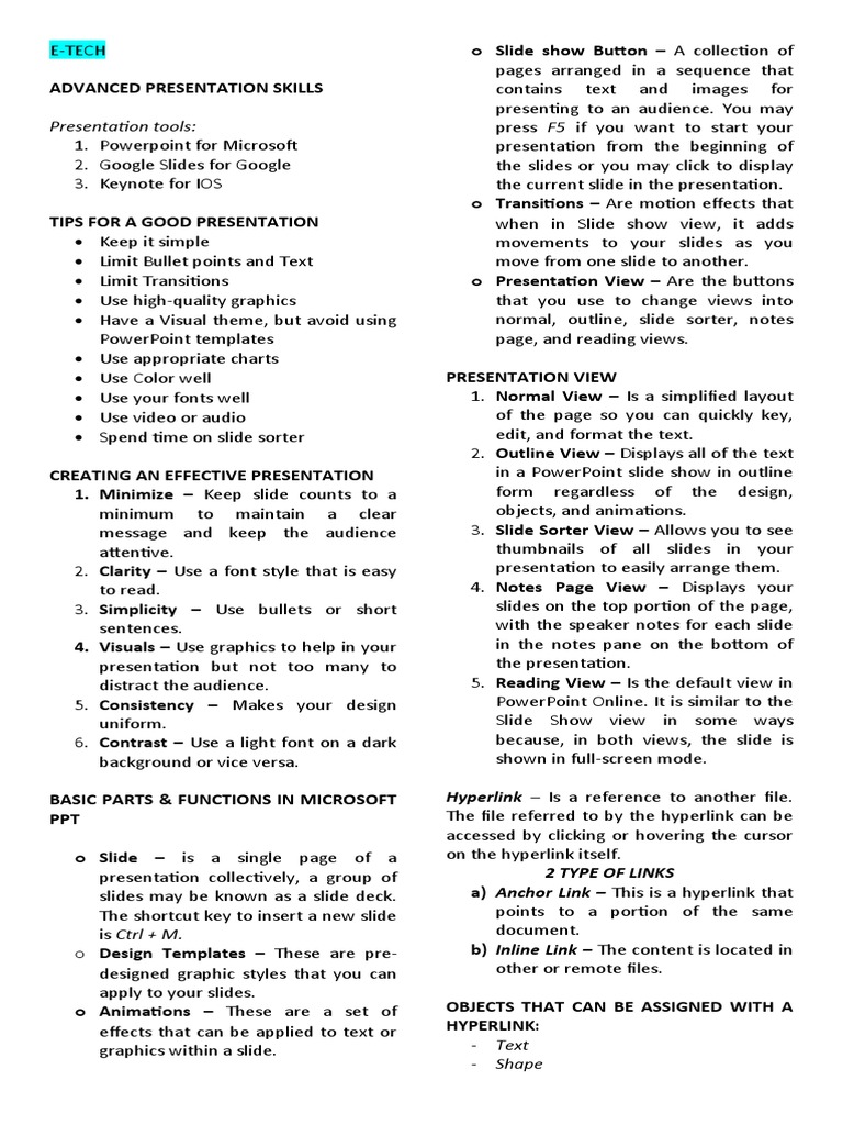 Etech Reviewer 2ND Qtr. | PDF | Hyperlink | Microsoft Power Point
