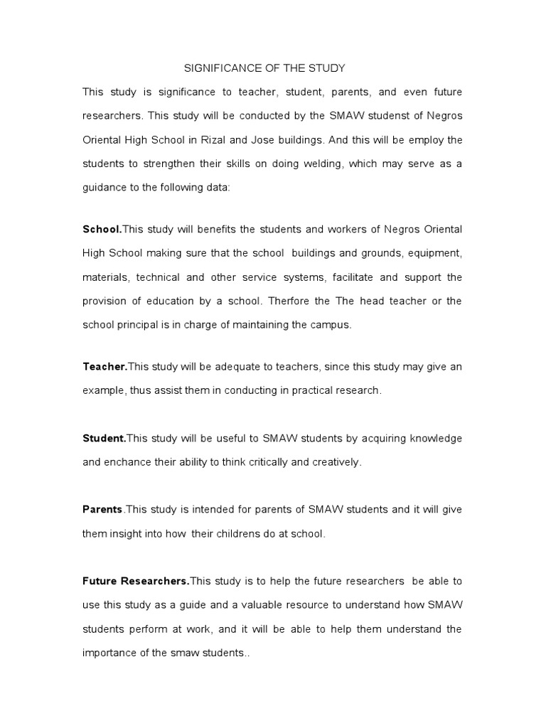 Significance of The Study | PDF