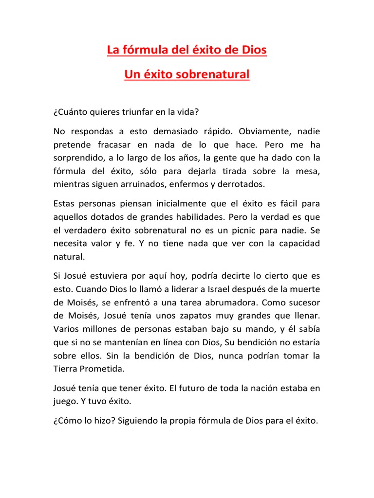 La Fórmula Del Éxito de Dios | PDF | Moisés | Dios