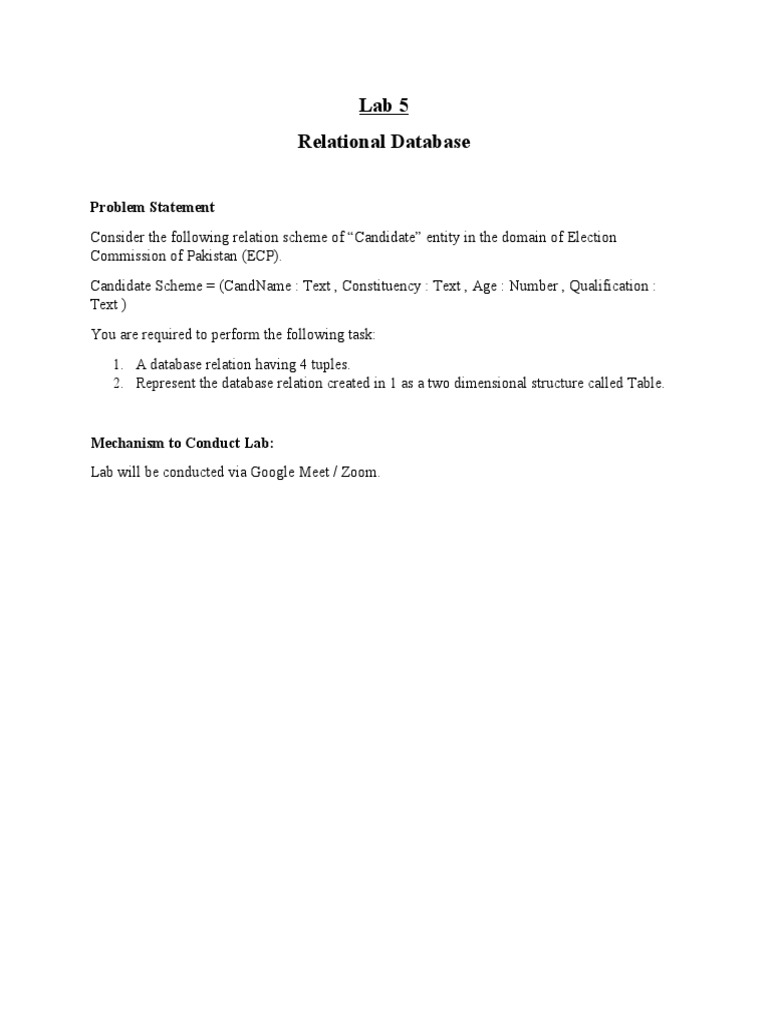 Lab 5-Relational Database | PDF Lab 5-Relational Database | PDF