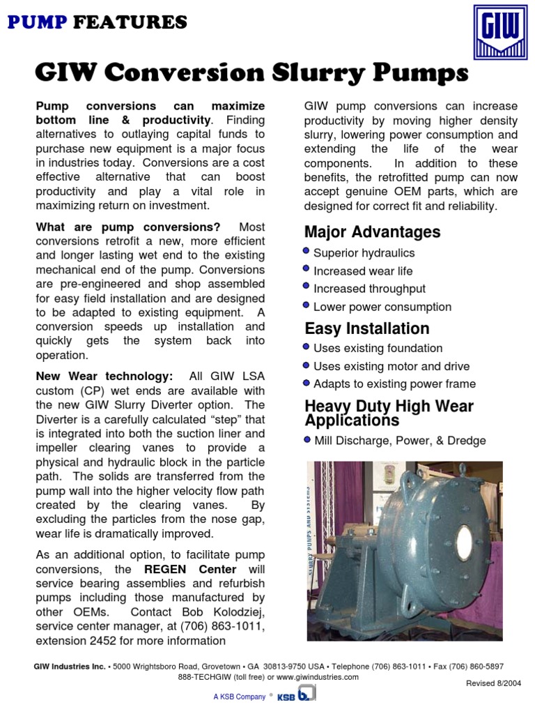 Giw Conversion Slurry Pumps | PDF