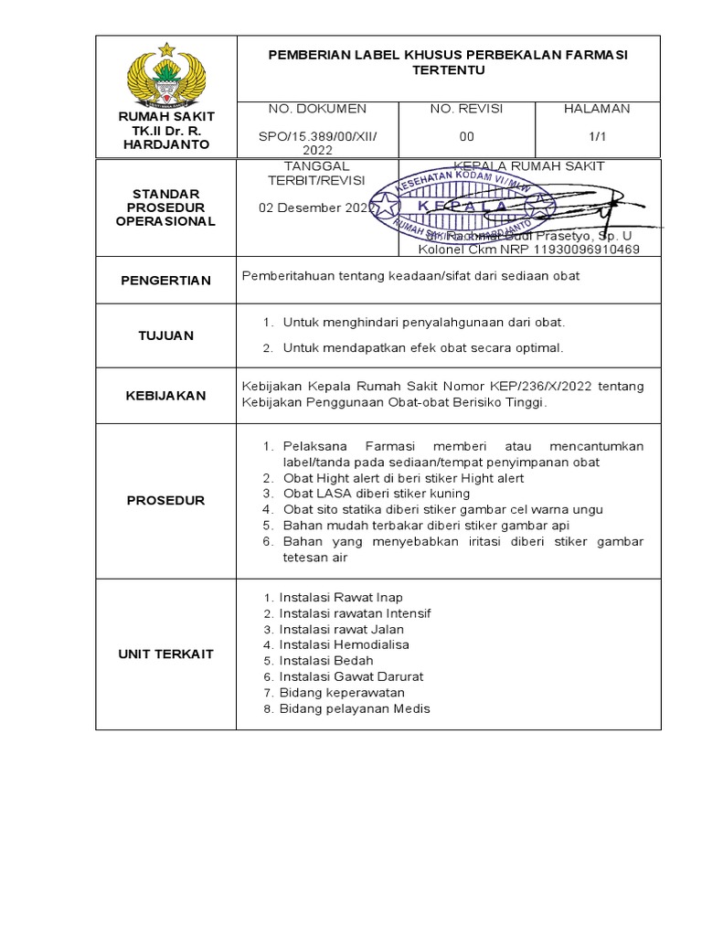 SOP Pelabelan Obat | PDF