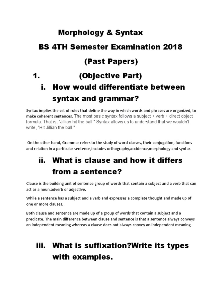 Morphology and Syntax | PDF | Word | Morphology (Linguistics)