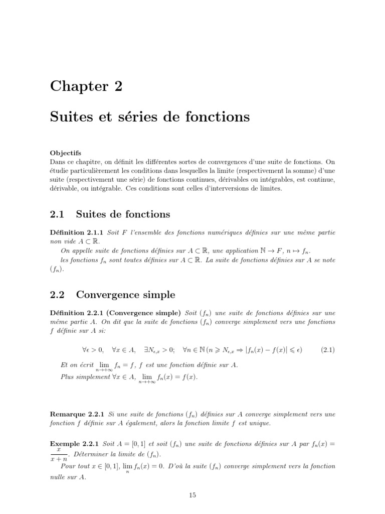 Suites Et Séries de Fonctions | PDF | Série (mathématiques) | Limite ...