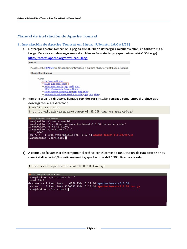 Instala Apache Tomcat en Ubuntu 16.04 | PDF
