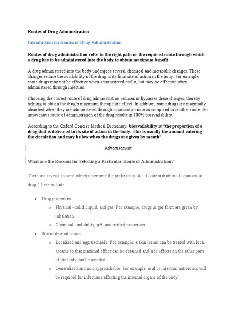Routes of Drug Administrations | Download Free PDF | Intravenous ...
