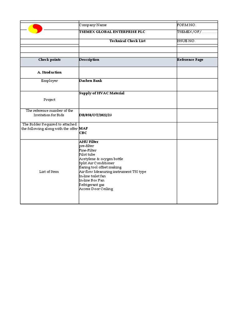 Dashen Bank Check List | PDF