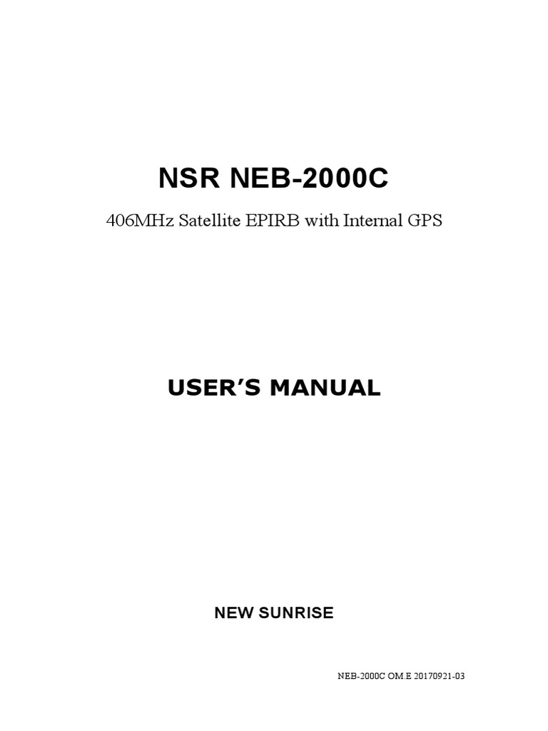 NEB-2000C (EPIRB) User's Manual - 20170921 V3 0 | PDF ...