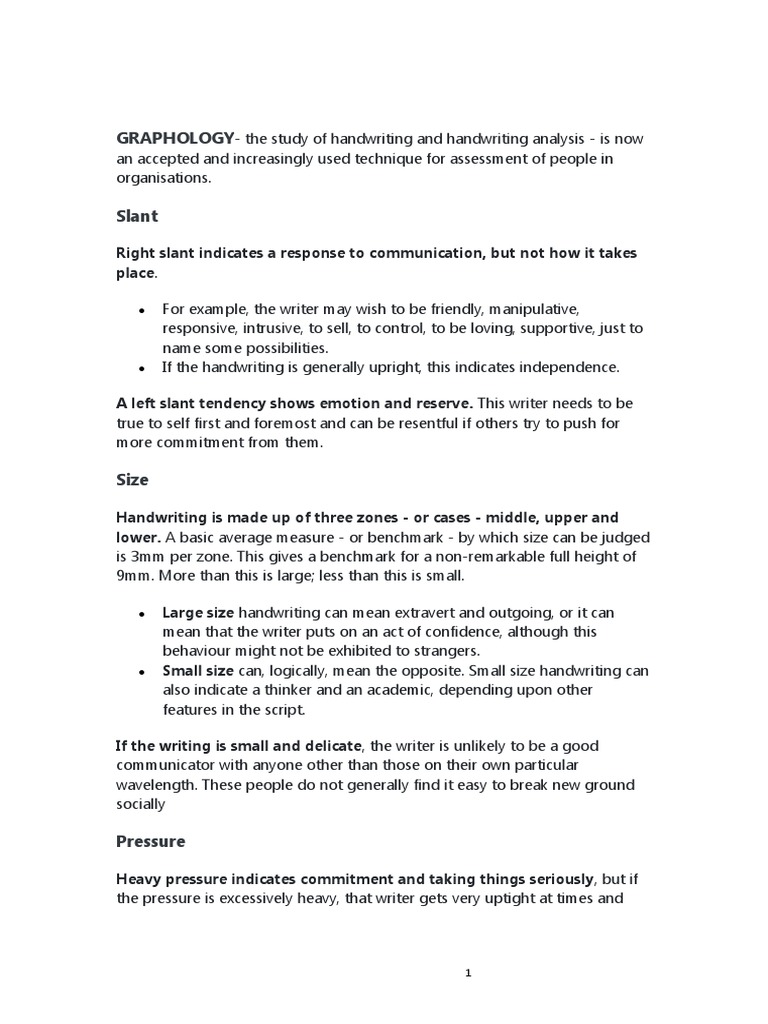 GRAPHOLOGY | PDF | Graphology | Psychological Concepts