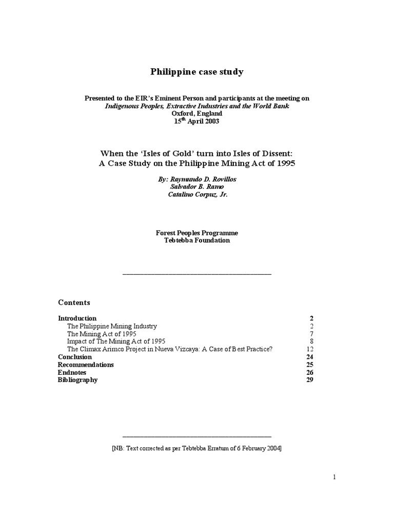 Philippine Case Study | PDF | Mining | Business
