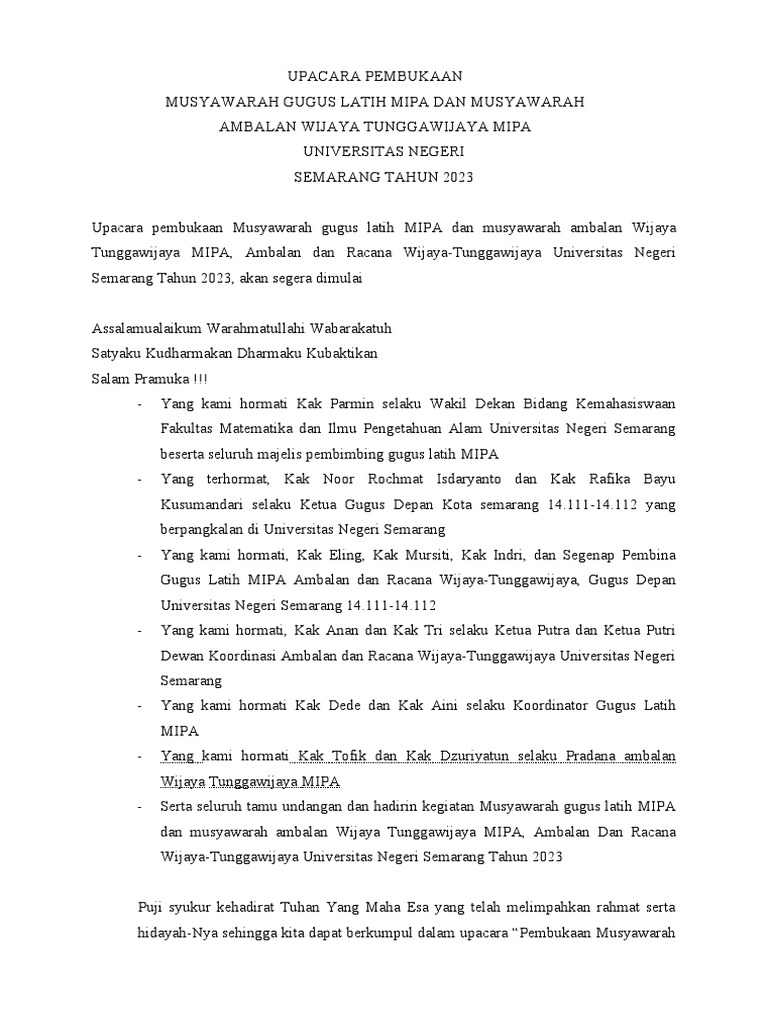 Teks Mc Upacara Pembukaan Pdf