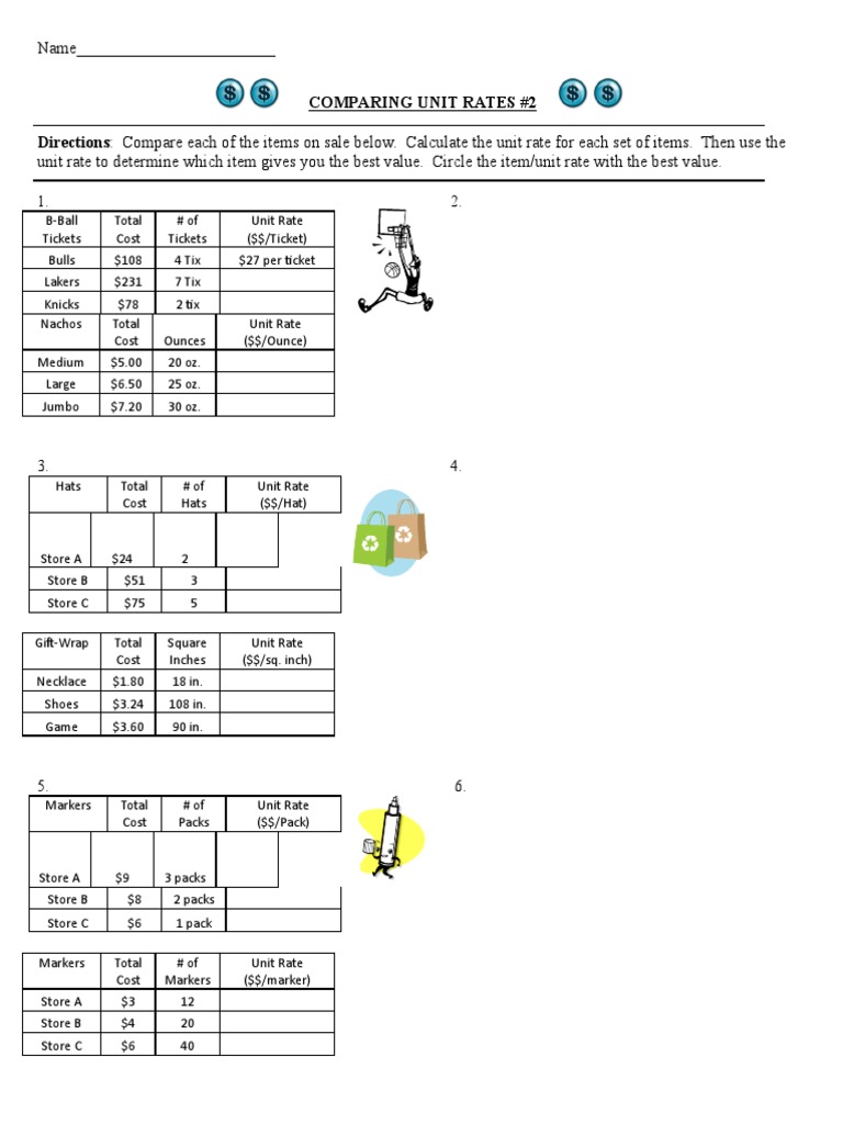 Unit Rates Comparing 2 | PDF