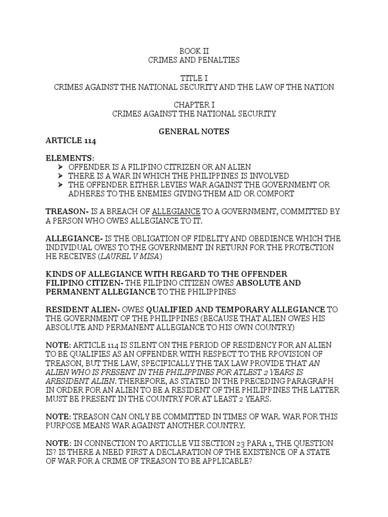 Article 114-117 of The RPC | Download Free PDF | Treason | Allegiance