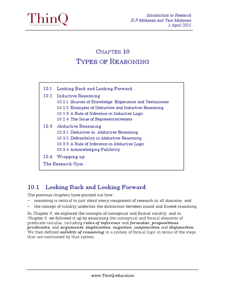 10 Types of Reasoning | PDF | Logic | Inference