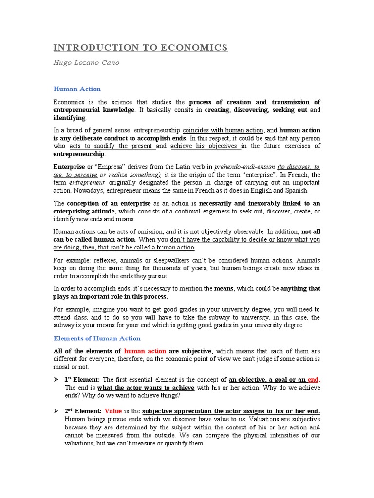 Introduction To Economics | PDF