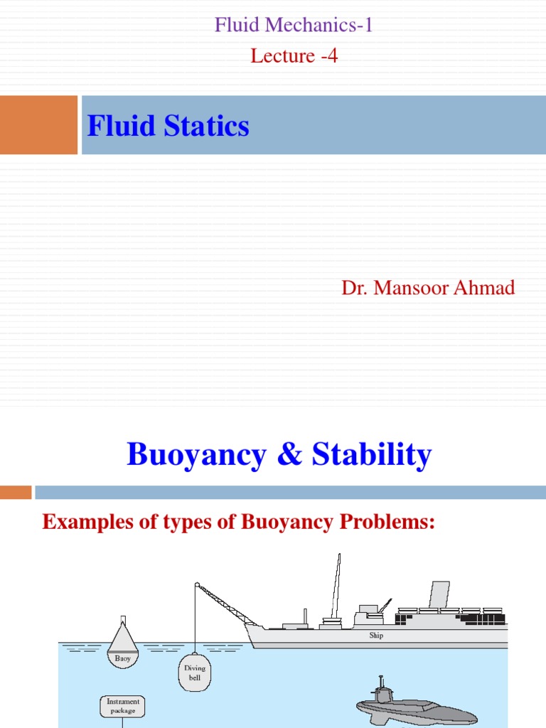 Lecture-4-Fluid Statics | PDF | Buoyancy | Liquids