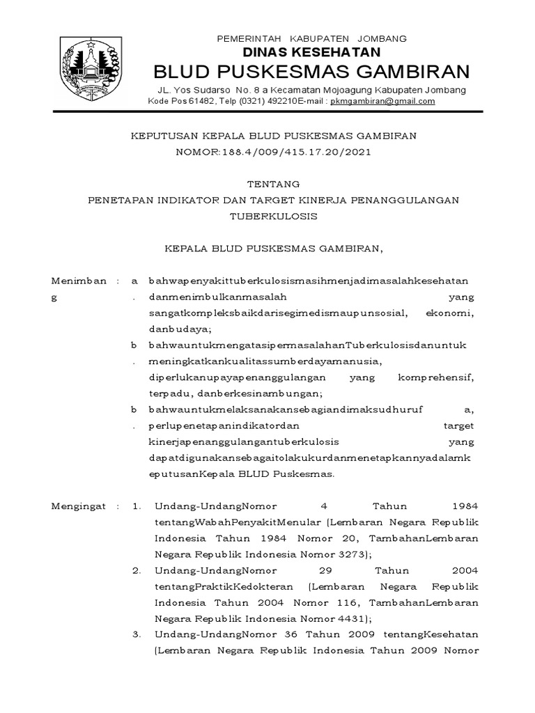 4.4.1.1 SK Penetapan Indikator TBC | PDF