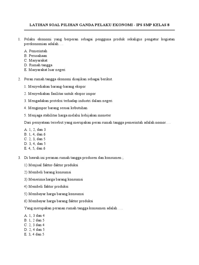 Latihan Soal Pilihan Ganda Ips Kelas 8 | PDF