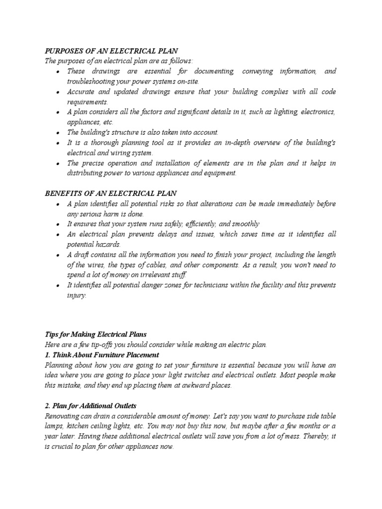 Purposes of An Electrical Plan | PDF