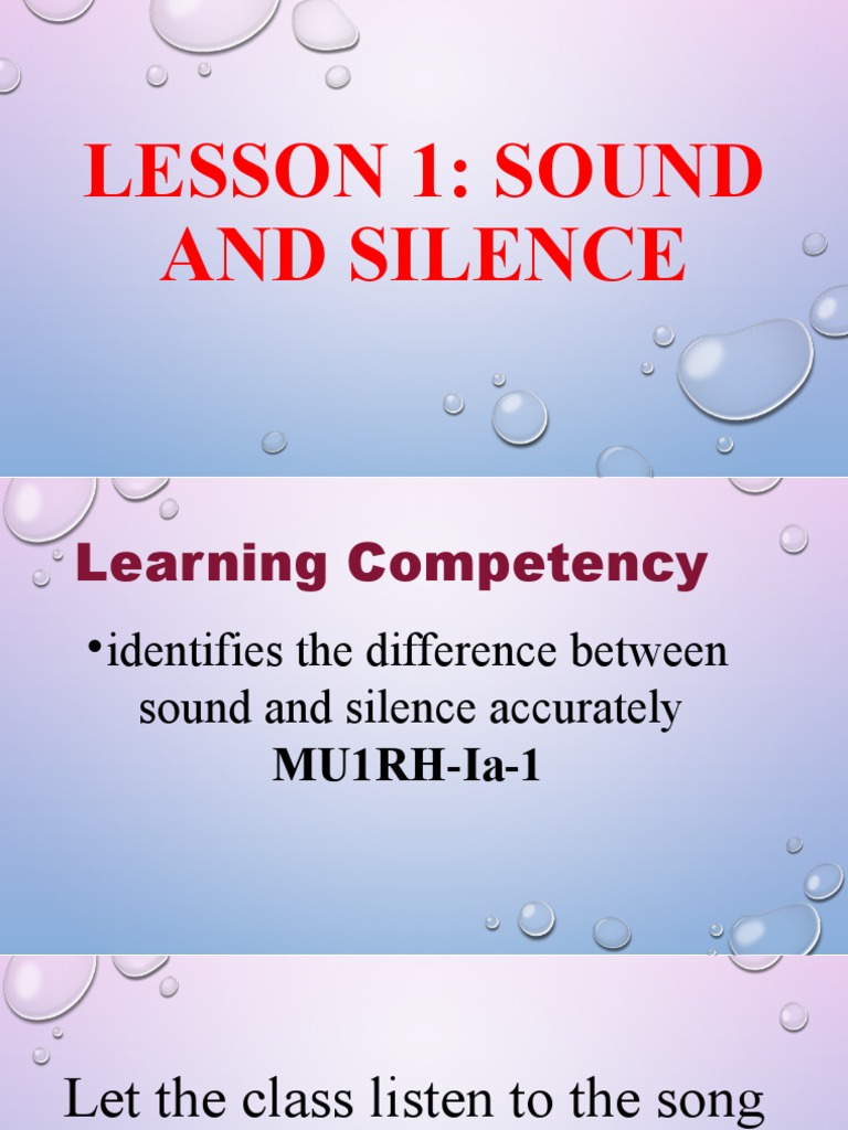 Sound and Silence for Grade 1 | PDF | Silence | Sound