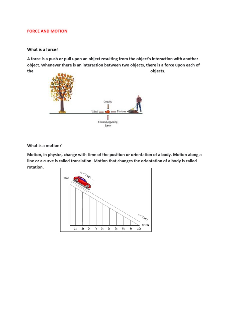 Force And Motion Pdf Force Acceleration