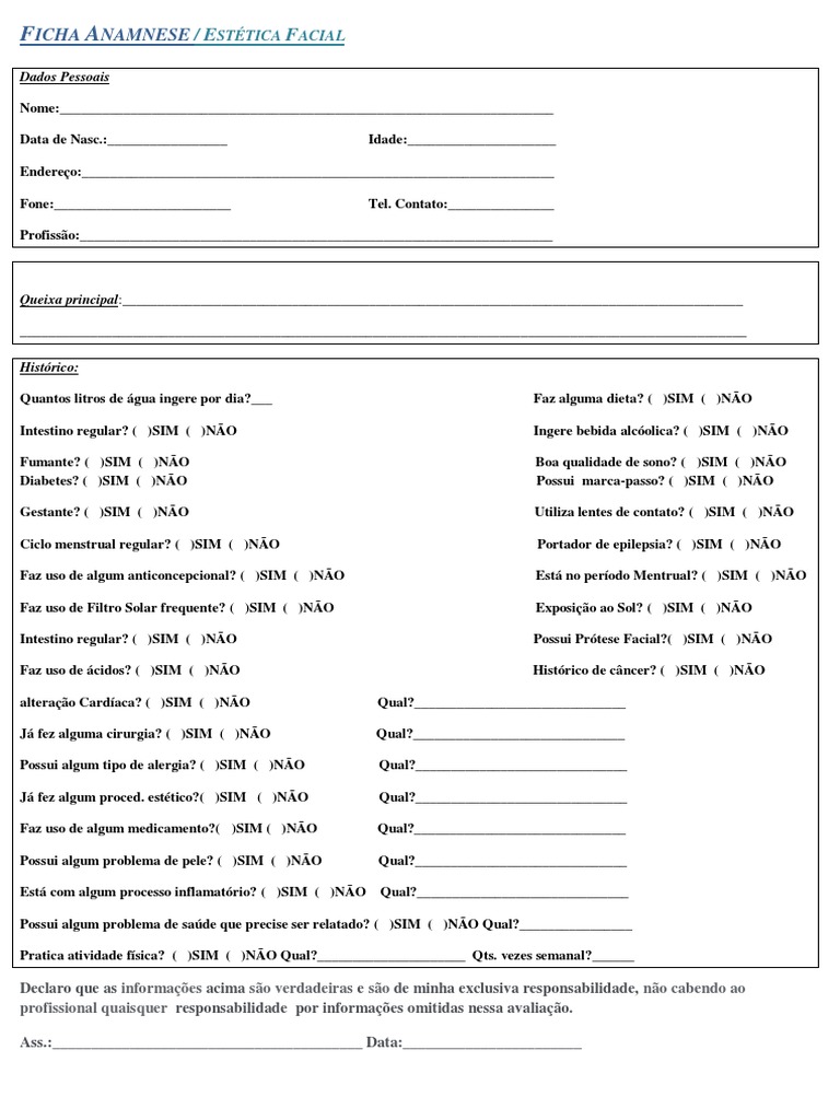 Ficha de Anamnese Atualizada | PDF | Especialidades médicas | Medicina Clínica