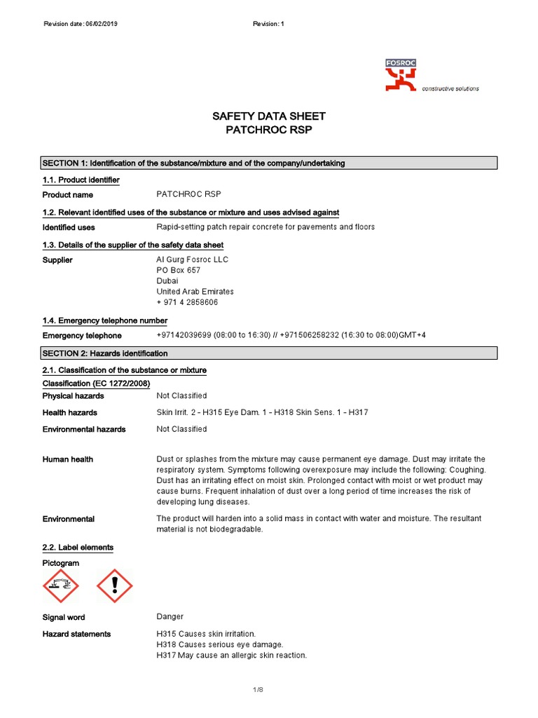 Patchroc RSP SDS27226 44 | PDF | Personal Protective Equipment | Working Conditions