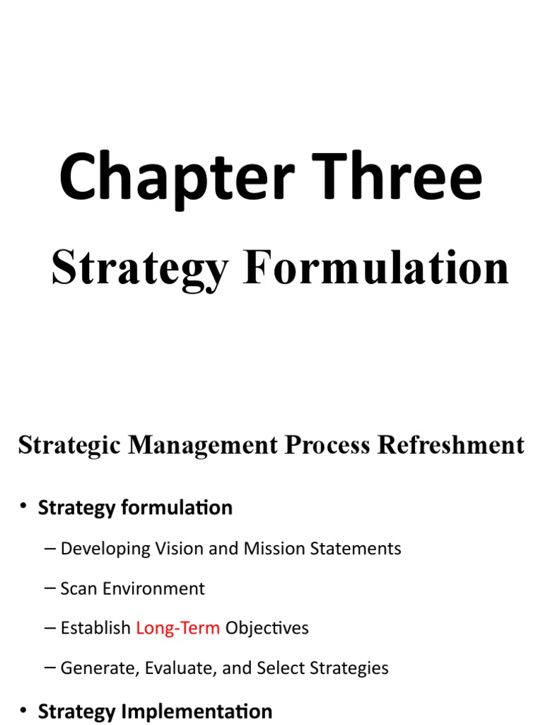 Chapter Three - Strategic Formulation | PDF | Strategic Management ...