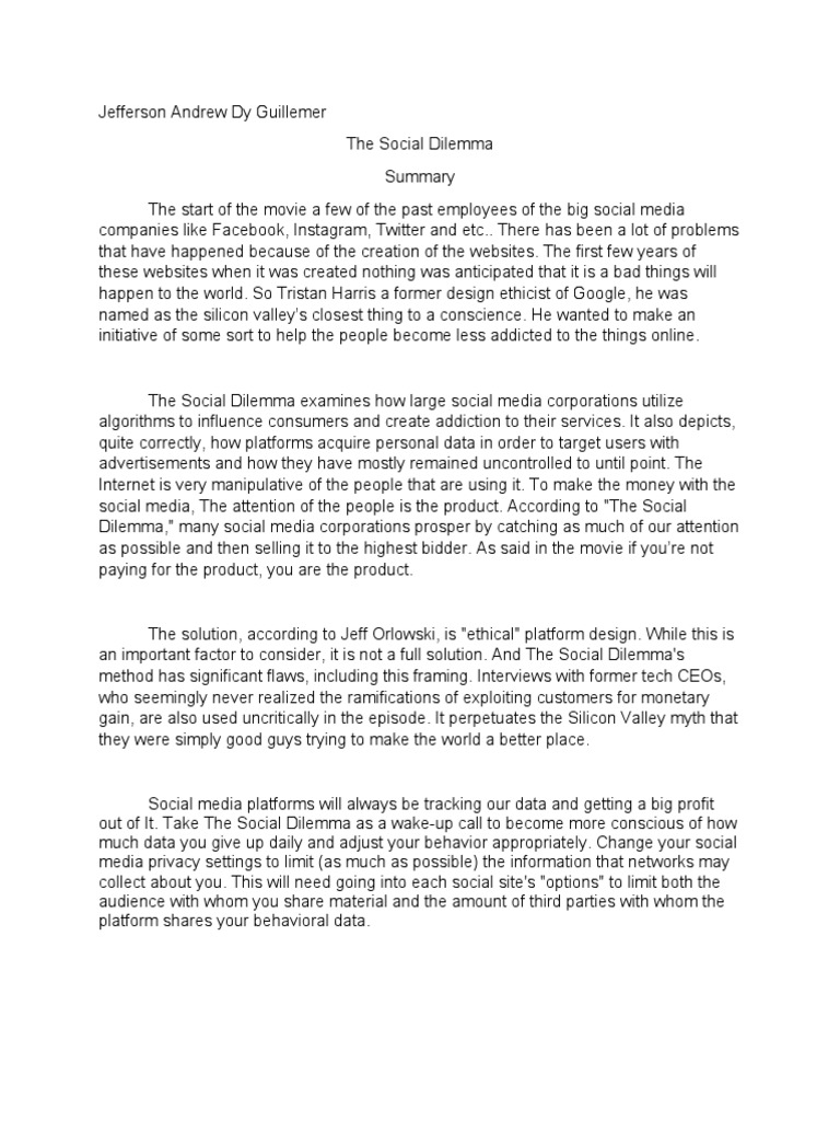 The Social Dilemma | PDF | Social Media | Popular Culture & Media Studies