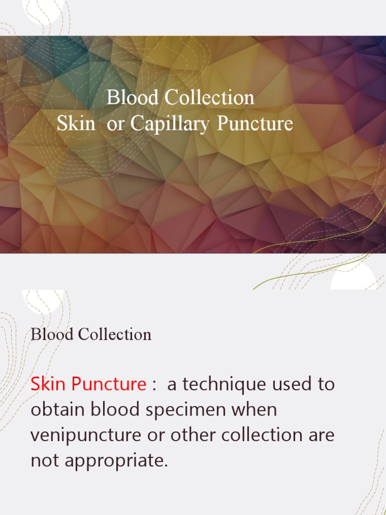 Specimen Collection (Skin Puncture) | PDF | Medical Specialties ...
