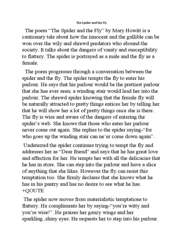 The Spider and the Fly: A Cautionary Tale | PDF