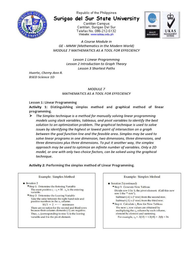 Module 7 MMW | PDF | Linear Programming | Mathematical Relations Module 7 MMW | PDF | Linear Programming | Mathematical Relations