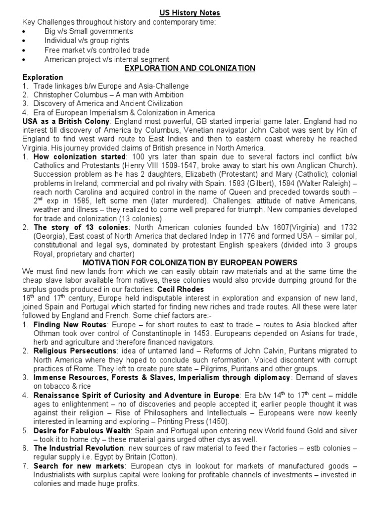 CSS US History Notes | PDF | George Washington | Charles Cornwallis ...