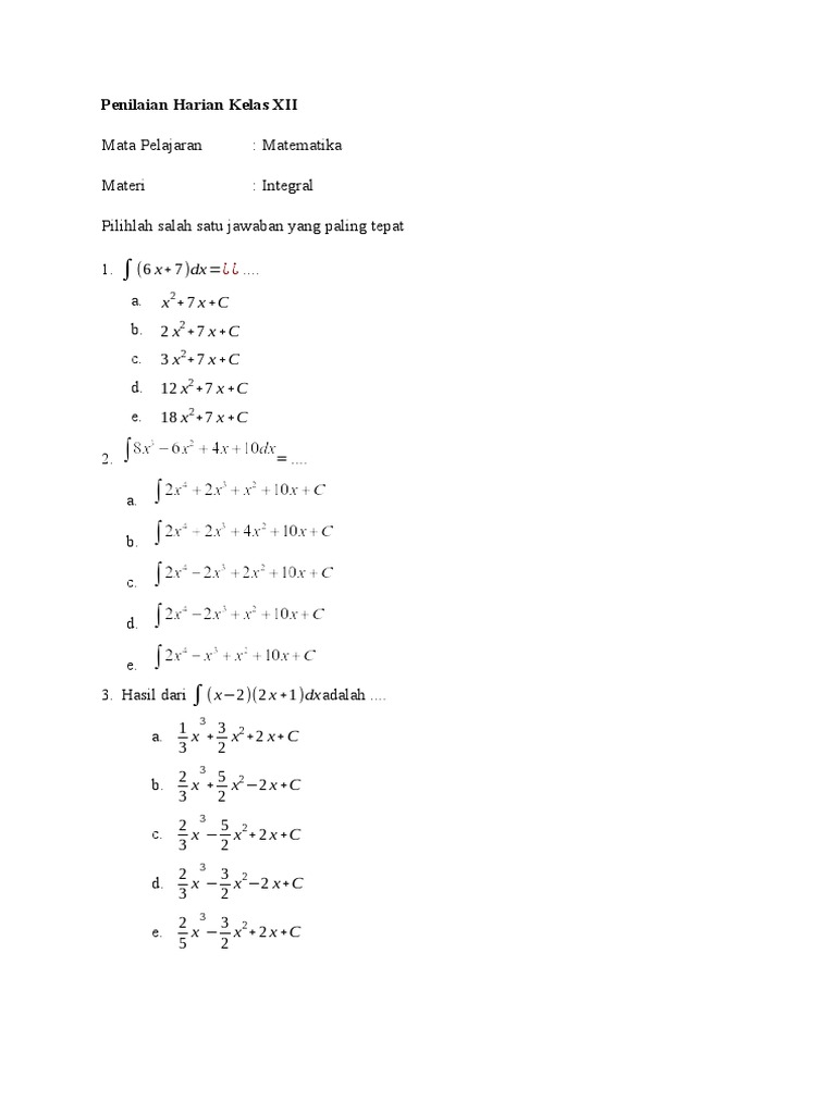 Soal Penilaian Harian Kelas XII | PDF | Metode & Bahan Ajar