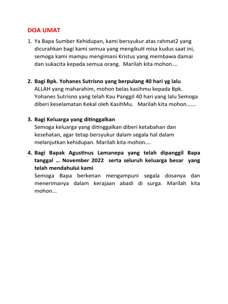 Doa Umat | PDF | Agama & Spiritualitas