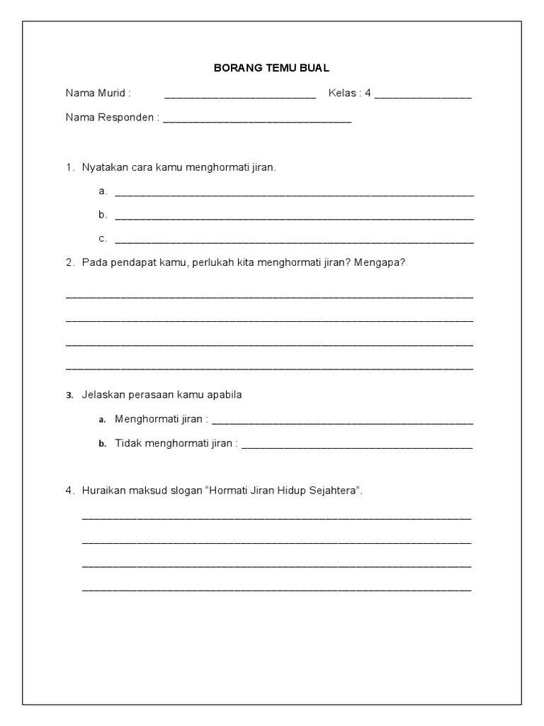 Borang Temu Bual: Hormati Jiran | PDF | Karier & Perkembangan