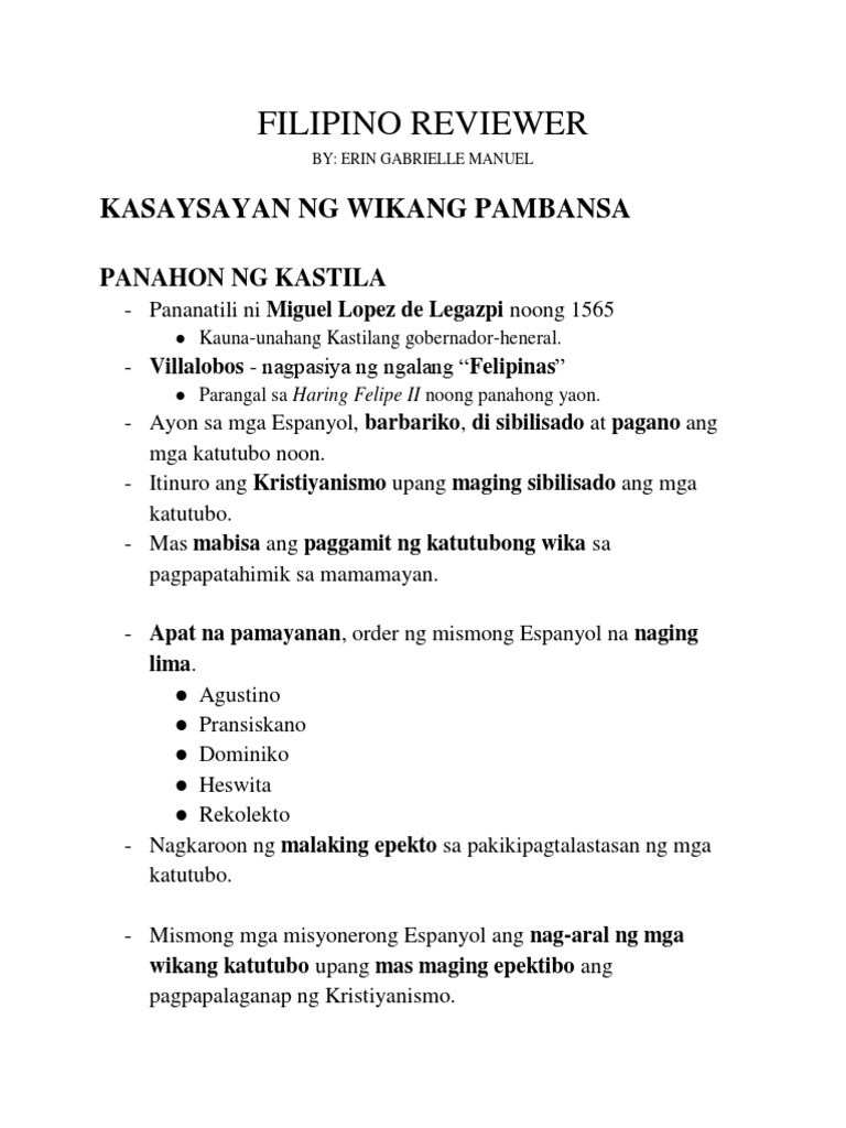 KPWKP Reviewer (First Sem) | PDF