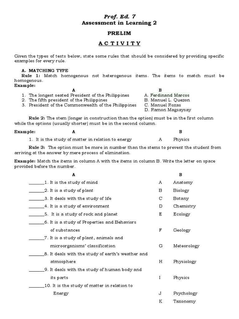 Sample of Test | PDF | Essays | Manila